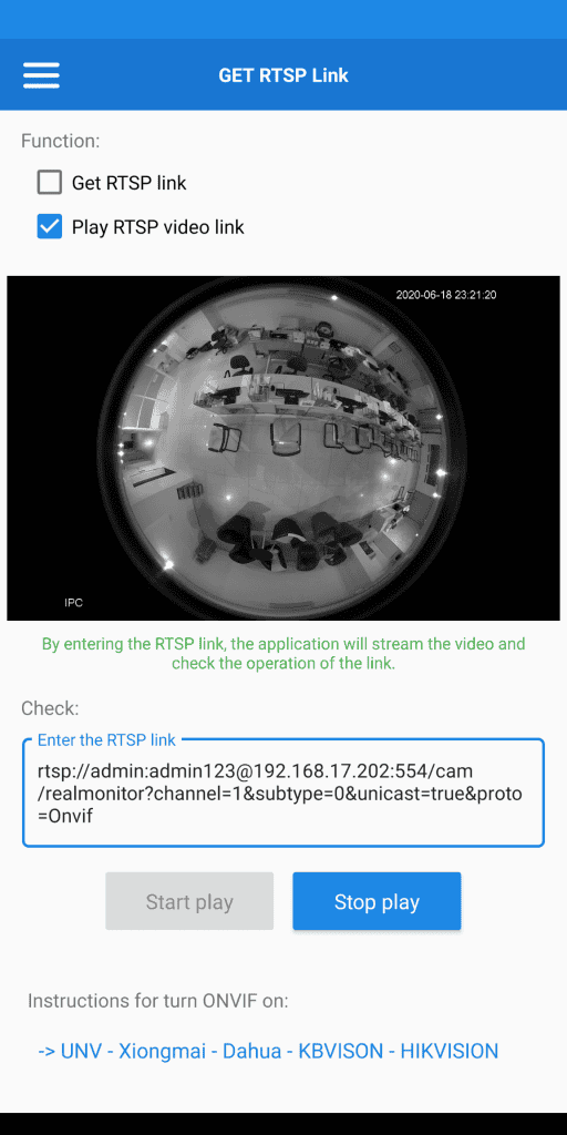 Hướng dẫn sử dụng GET RTSP Camera - Application System