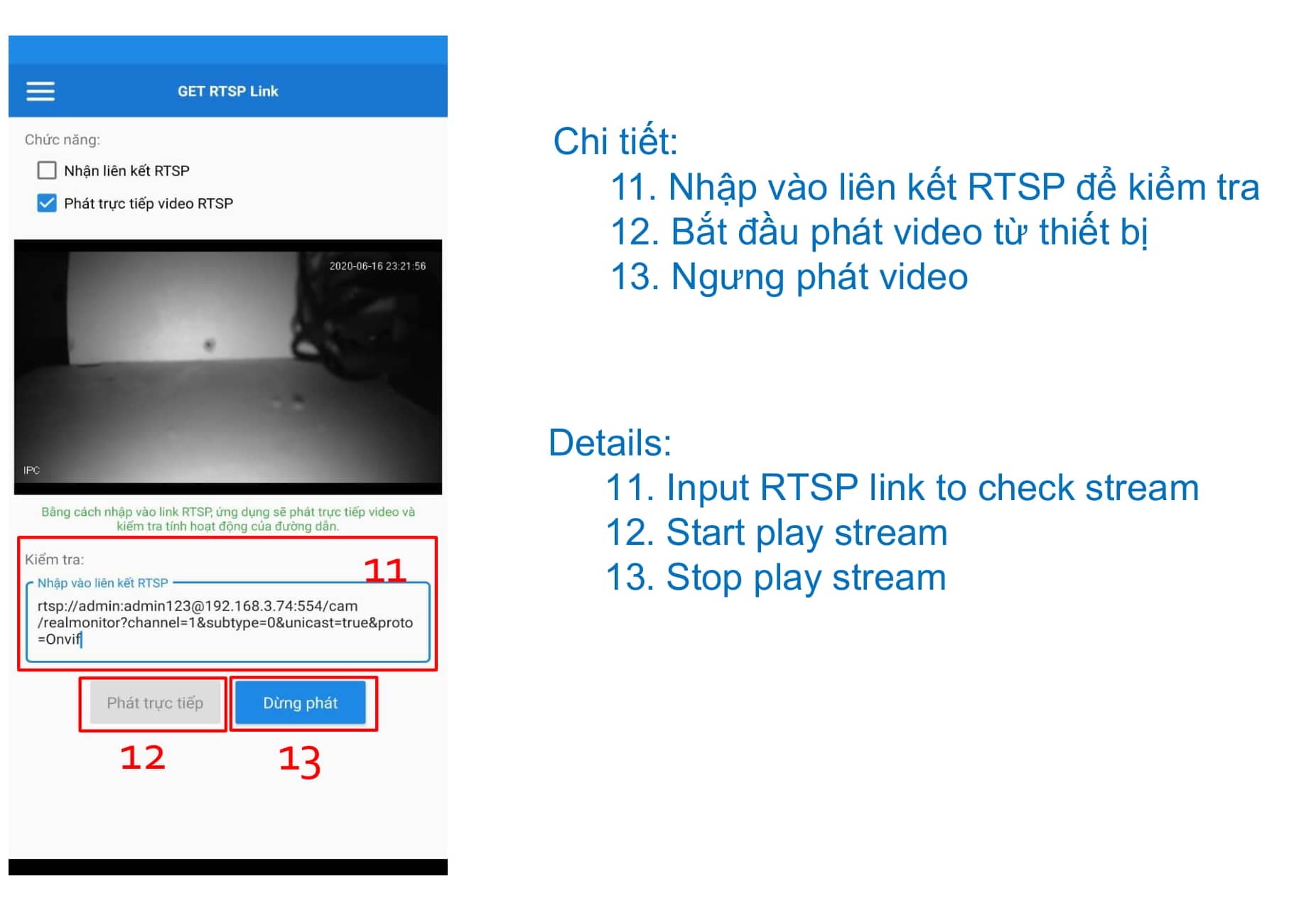 Hướng dẫn sử dụng GET RTSP Camera - Application System