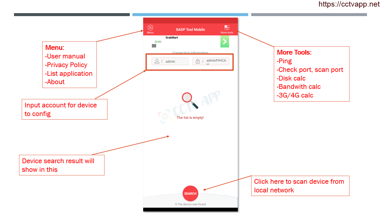 User Manual for SADP Tool Mobile app step by step - Application System
