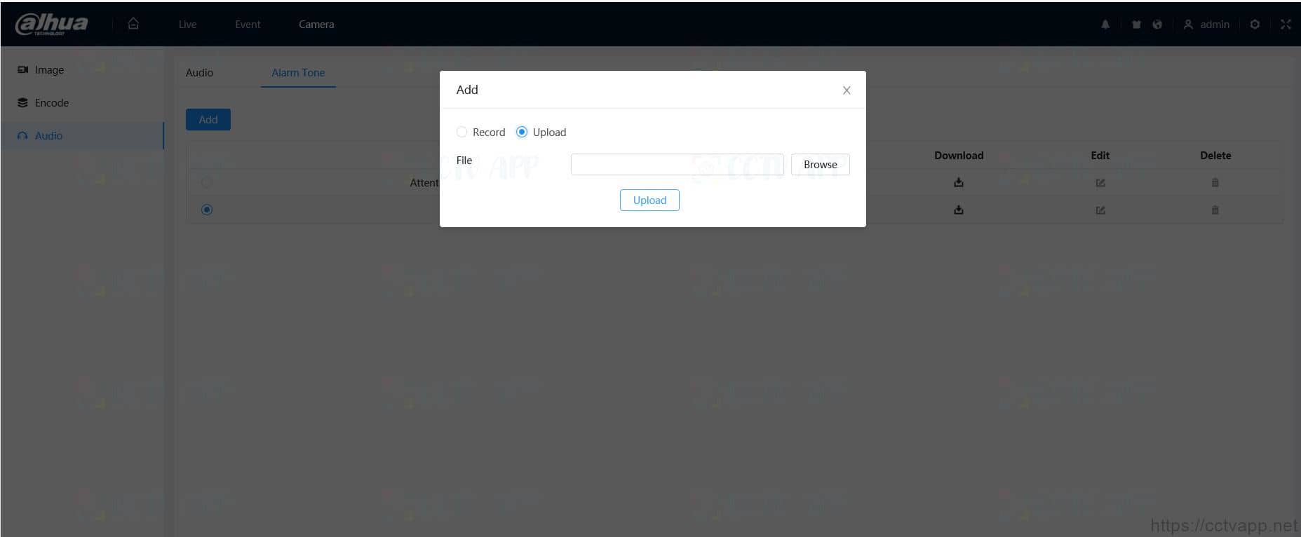 Upload alarm sound on Dahua IP Camera Web 5.0 interface - Application ...