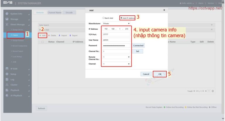 Basic Instructions For Using Evs Dahua Storage Server Application System