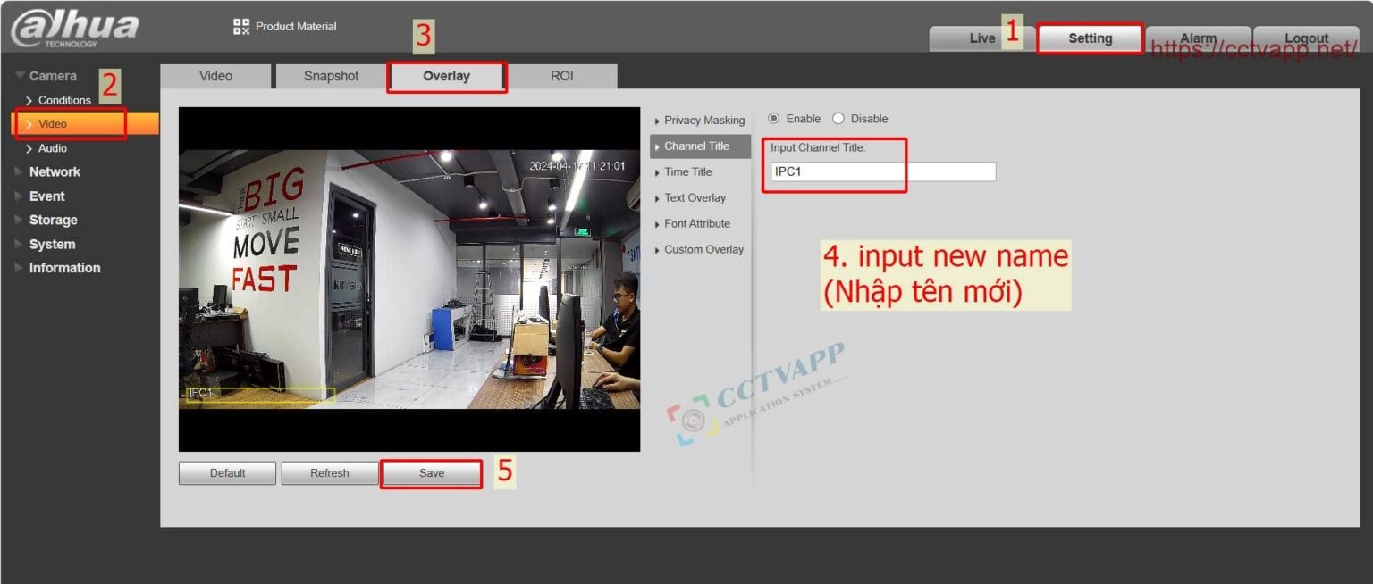 Instructions for rename Camera Dahua - Application System