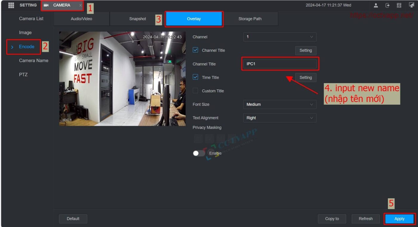Instructions for rename Camera Dahua - Application System