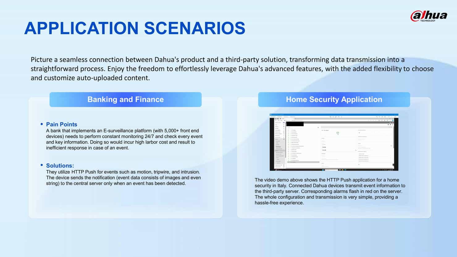 Dahua Easy connection HTTP Push - Application System